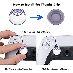 PlayVital Rabbit & Squirrel Cute Thumb Grip Caps for ps5/4 Controller, Silicone Analog Stick Caps Cover for Xbox Series X/S, Thumbstick Caps for Switch Pro Controller - Matcha Green