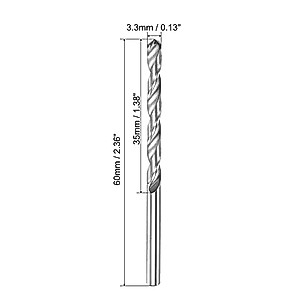 uxcell Carbide Twist Drill Bits 3.3mm, Metric Spiral Flutes Straight Shank Tungsten Steel Drilling Tool for Stainless Steel Alloy Metal