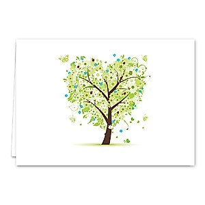 Seasons of Life Note Card Assortment Pack/Set Of 24 Greeting Cards And White Envelopes / 4 7/8" x 3 1/2" Cards Featuring 4 Seasonal Tree Designs