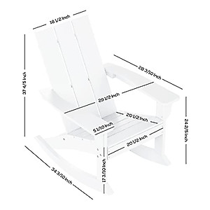 WestinTrends Ashore Patio Rocking Chair, All Weather Poly Lumber Plank Adirondack Rocker Chair, Modern Farmhouse Outdoor Rocking Chairs for Porch Garden Backyard and Indoor, Weathered Wood