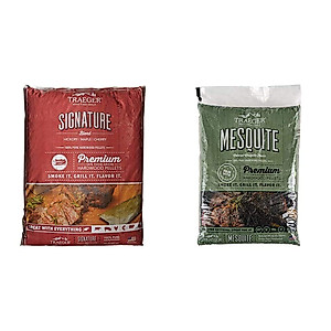 Traeger Grills Signature Blend and Mesquite Hardwood Pellets - Versatile, Bold Flavors for Grilling and Smoking