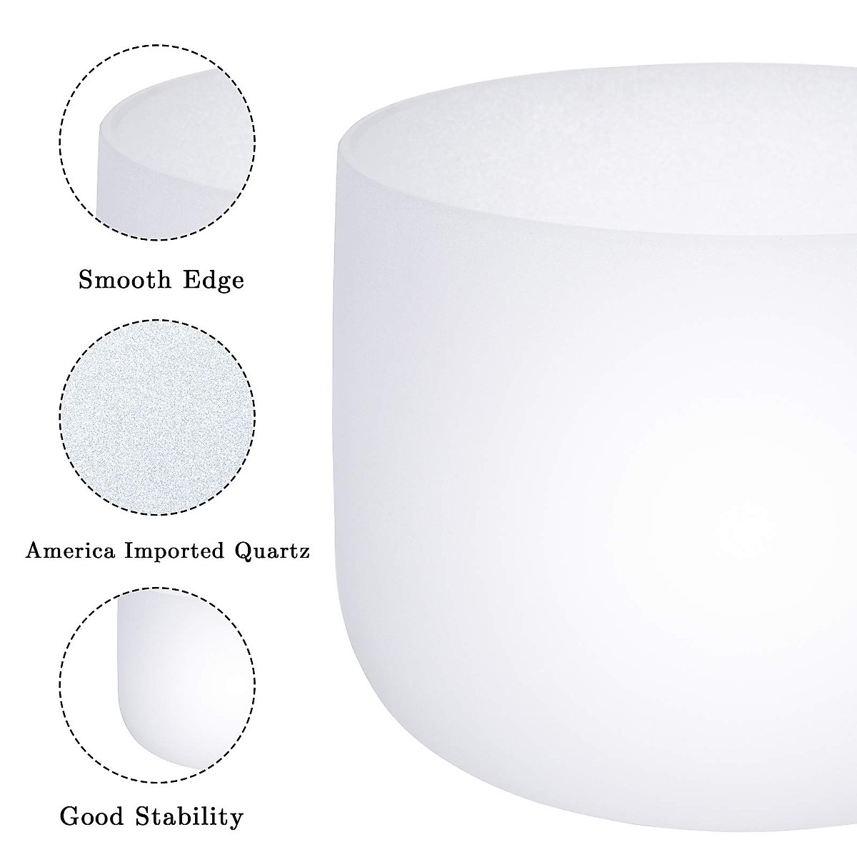 SOLSHINE Crystal Singing Bowl 8 Inches 528Hz C Note Root Chakra Frosted Quartz, With Free Crystal Forward And O-ring Sound Repairer