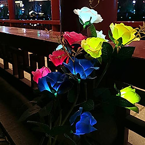 Solar Rose Garden Lights, Yard Decorations Solar Flower Lights, Waterproof Solar Rose Lamp for Garden Patio Yard Pathway Decoration, Christmas Rose Gift (1 Pack)