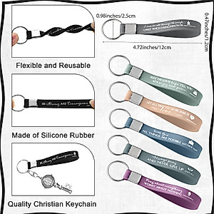 36 Pcs Christian Keychains Church Gifts in Bulk Bible Verse Religious Silicone Inspirational Sunday School Teacher Gifts (Mixed Color)