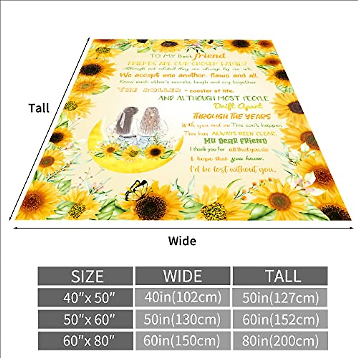 to My Best Friend Blanket,Cozy & Soft Throw Blankets, Best Friend Birthday Gifts for Women,Friendship Gifts for Teen Girls,Besties, Sister, Birthday Gift Throw Blanket 40X50in