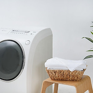 LONGERO Handcrafted Water Hyacinth Basket with Wooden Handles, Wicker Shelf Basket for Storage and Organizing, Rectangular, 1 Pack, Large Size