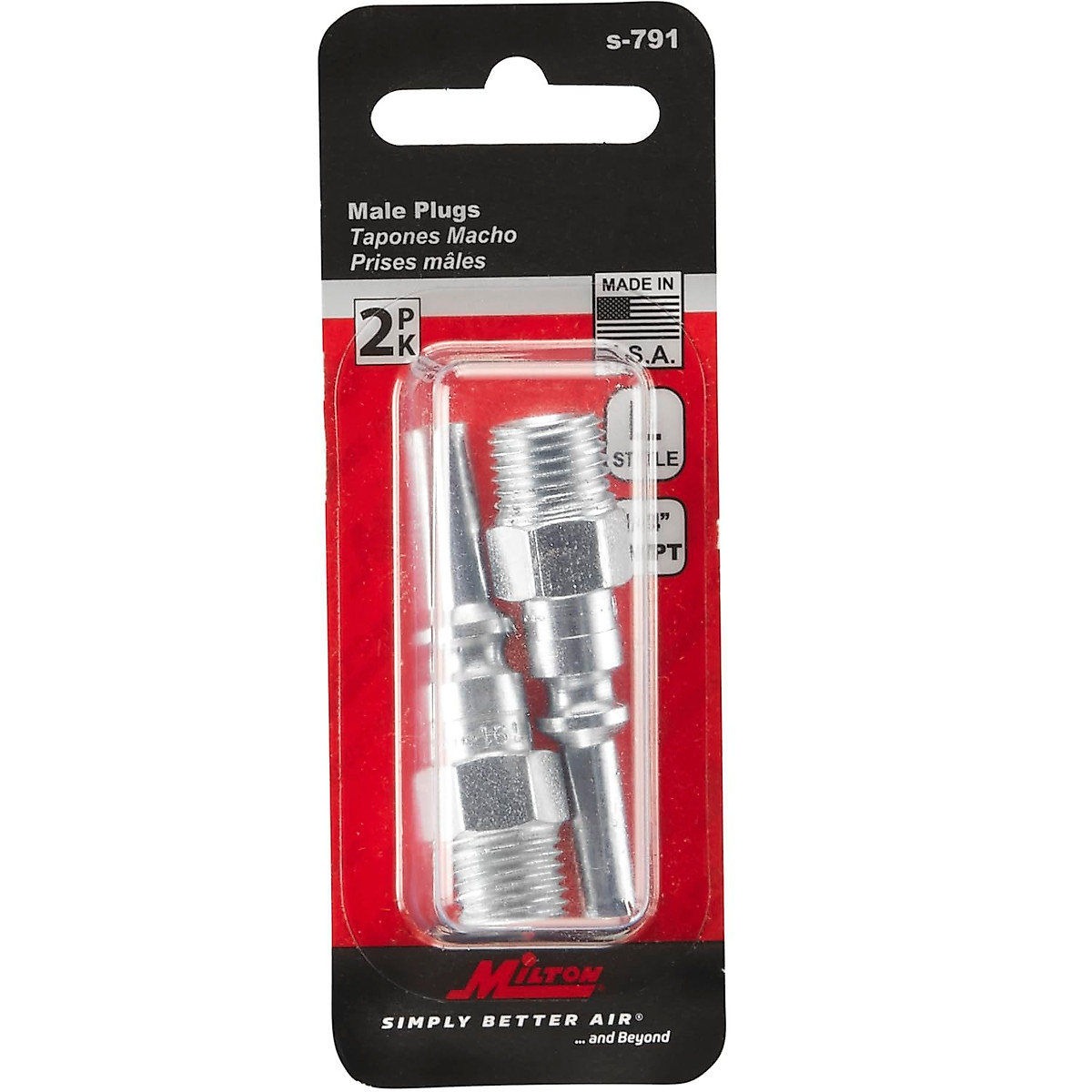 Milton S-791 1/4" MNPT L Style Plug - Pack of 2