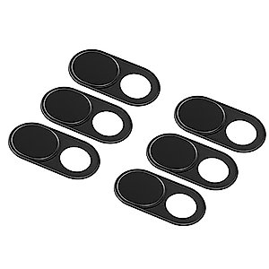 Webcam Cover Slide[6-Pack],Camera Cover for Laptops,MacBook Air,iMac,iPad Pro,PC/Computer,Tablets,Smartphone,iPhone,Ultra-Thin Web Blocker Protecting Your Privacy and Security (Metallic Black)