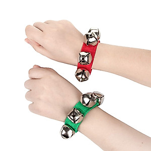 Foraineam 20 PCS 10 Colors Wrist Bells Bracelets Ankle Jingle Bell Band Party Favors Wristband Musical Tambourine Rhythm Percussion Instrument