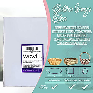 Wowfit Cello Bags,10 CT 18x30 inches Clear Cellophane Bags Perfect for Gift Baskets, Presents, Weddings, Bridal/Baby Showers and More (Flat, No Gusset, 18x30 inches, Not include Ribbon)