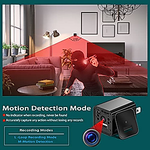 Mini Spy Camera Hidden Camera Charger, 1080p FHD Nanny Cam, Small Camera, Hidden Cameras, Loop Recording, Motion Detection, Wide Angle, Easy to Use, 32G SD Card Included (Black)