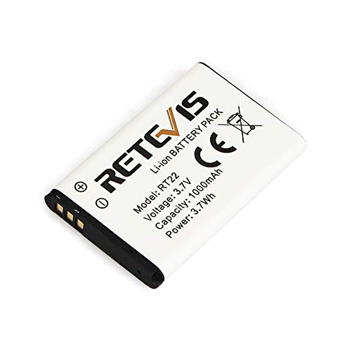 Retevis RT22 RT22S RT15 RT19 Battery Walkie Talkie Original Li-ion Battery 3.7V 1000mAh Compatible RT22 RT22S RT15 RT19 WLN KD-C1 Two Way Radio(2 Pack)