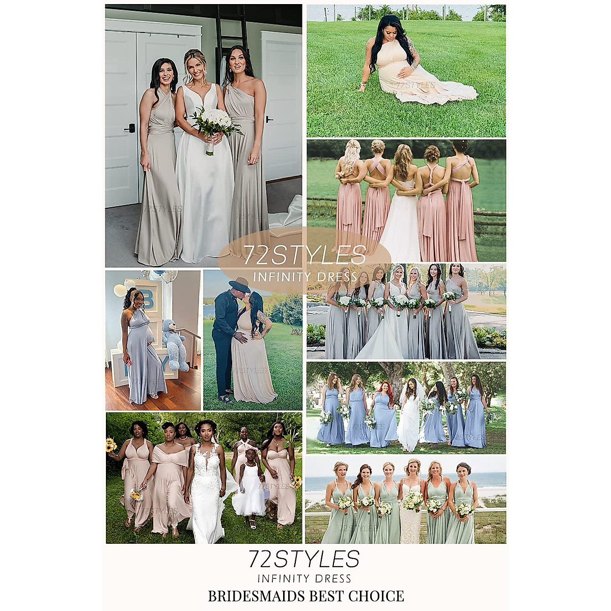 72styles Bridesmaid Dresses Long V Neck Elegant Off Shoulder Wedding Evening Dress Bridesmaid Dress Convertible Multi-Way Dress