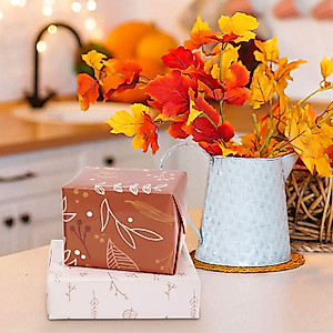 Whaline 12 Sheet Boho Fall Wrapping Paper 6 Style Maple leaf Stripes Pattern Packaging Paper Folded Flat DIY Art Craft Paper for Autumn Holiday Birthday Wedding Baby Shower, 19.7 x 27.6 Inch