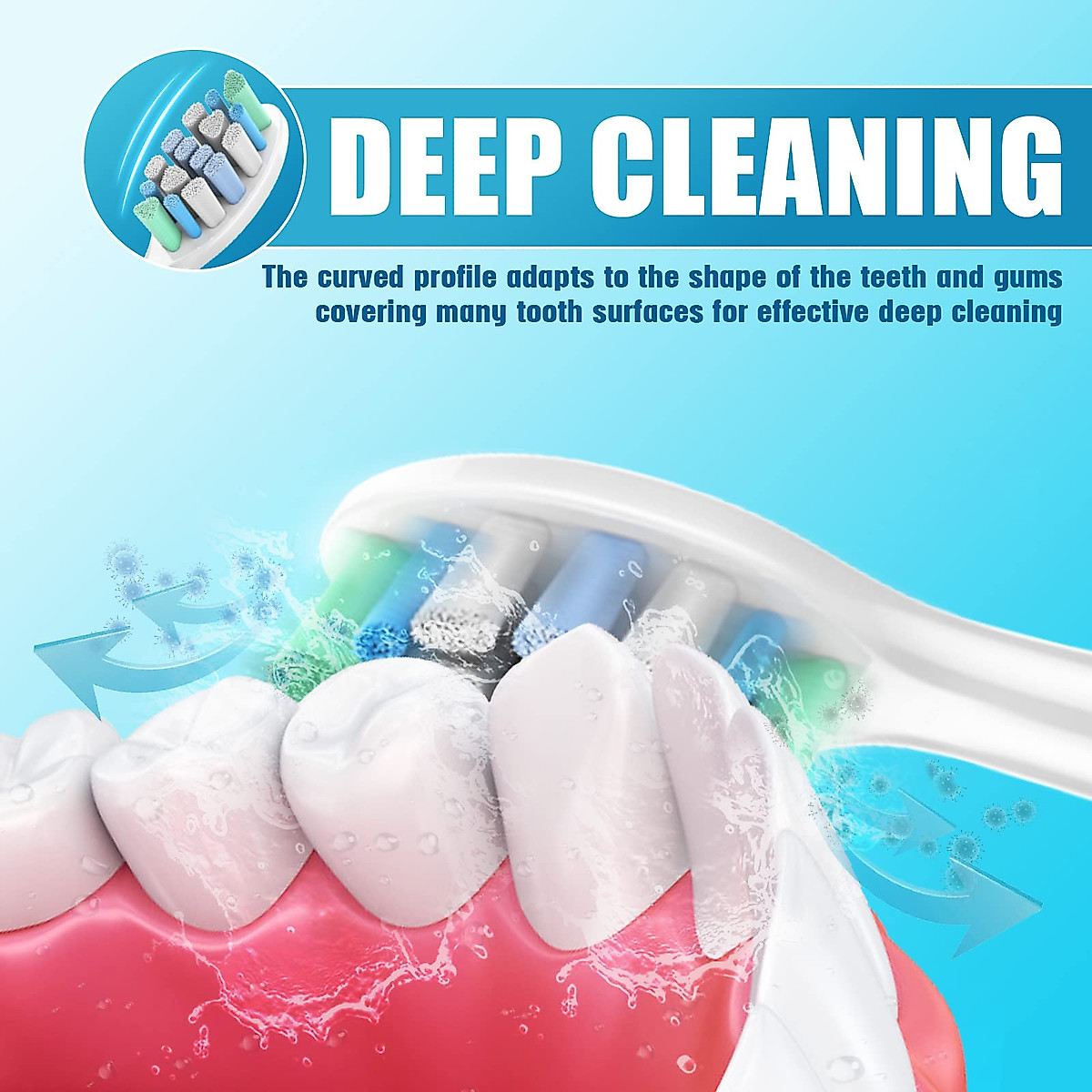 Replacement Toothbrush Heads for Philips Sonicare：8 Pack Soft Replacement Electric Brush Head Compatible with Phillips Sonicare Snap-on System