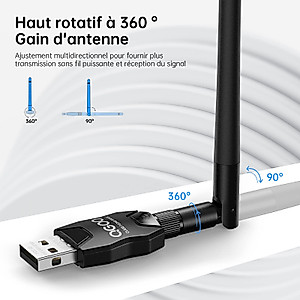 Long Range Class 1 Bluetooth Adapter, QGOO USB Bluetooth Adapter for PC 5.0+EDR, Bluetooth Dongle Wireless Bluetooth Receiver for Speaker, Keyboard, Headphones, Support Win10/8.1/8/7, grey