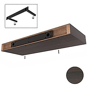 Ballucci Floating Shelf Extra Wide, 24" L Wood Wall Mounted Ledge with Invisible Bracket for Living Room, Bedroom, Bathroom, Kitchen, Nursery, 8" Deep - Espresso