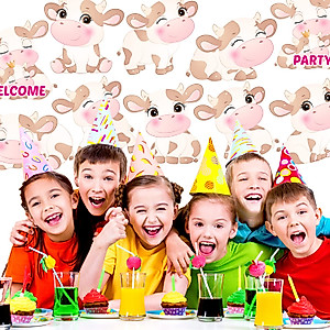 HANPLK Pink Cow Print Birthday Party Decorations, Farm Animal Pink Cow Print Party Supplies for Indoor Home, Outdoor Banner Porch Sign