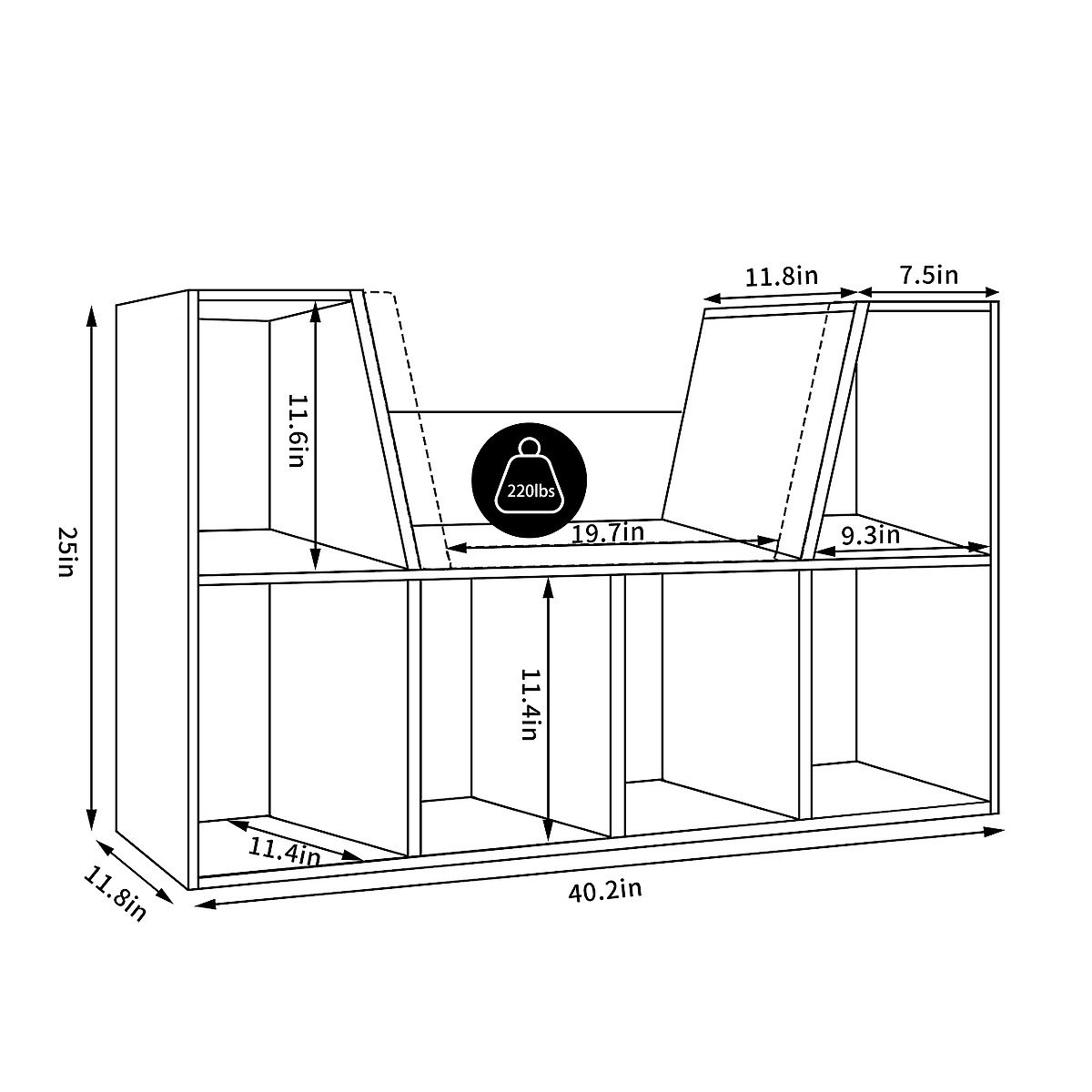 VEIKOU Kids Bookcase with Reading Nook 6-Cubby Kids Bookshelf Organizer for Kids Reading Nook, Kids Bookcase with Grey Cushion, White