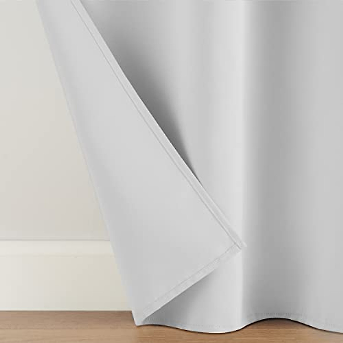 ECLIPSE Andover Solid Tripleweave Thermal Blackout Grommet Curtains for Bedroom (2 Panels), 42 x 84 in, Silver White