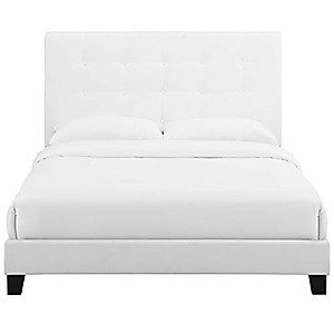 Modway Melanie Tufted Fabric Upholstered Twin Platform Bed in White