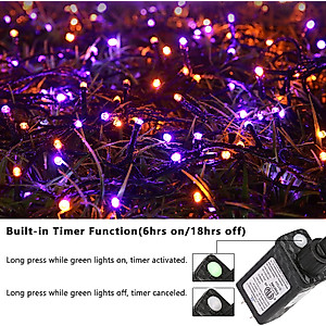 Joomer Orange Purple Halloween Lights 82FT 200 LED Connectable Halloween String Lights with 8 Modes Timer Waterproof Plug-In Orange Purple String Lights for Indoor Outdoor Halloween Decorations