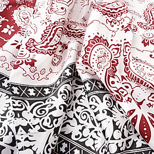 YOUR SMILE Silk Like Scarf Women's Fashion Pattern Large Square Satin Headscarf (Burgundy Bandanna)