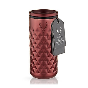 Viski Paragon Insulated Cocktail Tumbler, Insulated Highball Glasses Stainless Steel Highball Glasses with Ceramic Coating 16oz Pink Set of 1