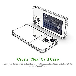 Wuwedo for iPhone 13 Mini Clear Card Case, Protective Shockproof TPU Thin Slim Wallet Case with Card Holder Compatible with Magsafe