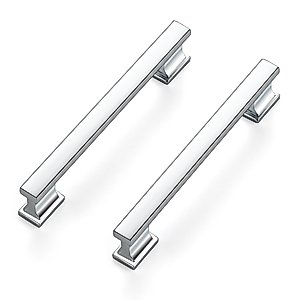 JOY DECOR 10 Pack Polished Chrome Cabinet Pulls Kitchen Handles for Cabinets 6 Inch Length with 5 Inch Hole Center Kitchen Cabinet Door Handles for Kitchen Cabinets and Dresser Drawers