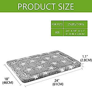 EMPSIGN Fancy Dog Bed Mat, Pet Bed Pad Reversible (Cool & Warm), Machine Washable Crate Pad, Pet Sleeping Mat for Small to XXX-Large Dogs, Grey, Star Pattern