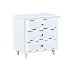 XD Designs Solid Wood Side End Table, 2-Drawer Night Stand with Storage Shelf, Bedside Nightstand, Accent Table for Bedroom Hallway Living Room (White)