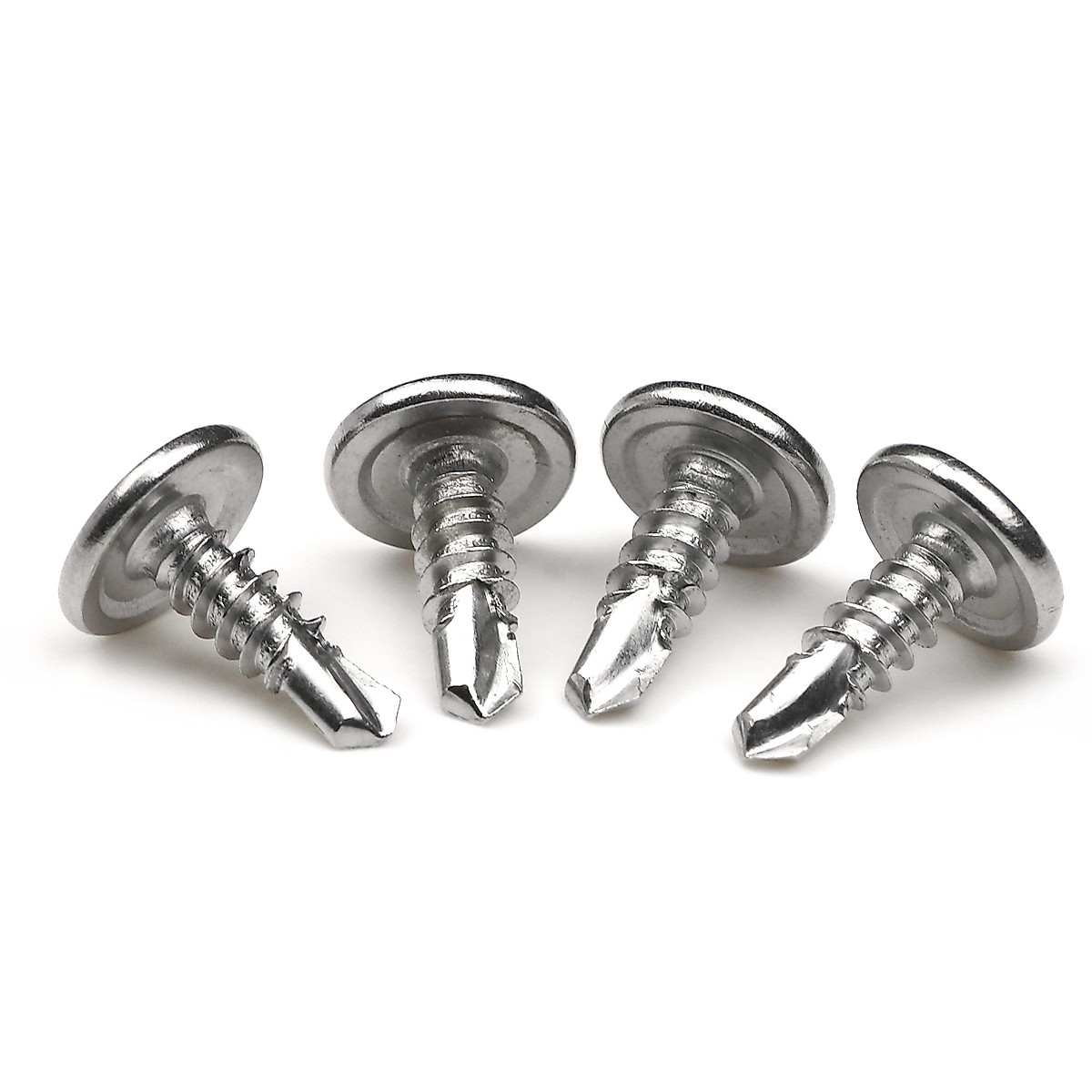 Jetovo 100 Pack 410 Stainless Steel Wafer Head Phillips Self Drilling Screws Sheet Metal Tek Screws, Modified Truss Head Self Driller - Size: #8 x 1/2"