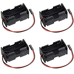 DIYmalls 4 Cell 6V AA Battery Holder Case Cover Storage Box w/ 2P FUT J Plug Connector for FlySky Receiver RC Servo Tester(Pack of 4)