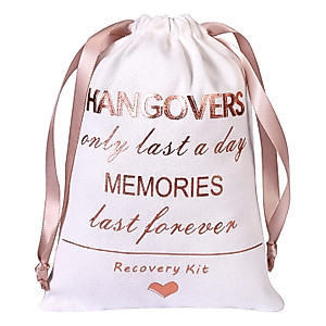 Cytdkve Rose Gold Foiled Hangover Favor Bag Bachelorette Party Favor Bag, Wedding Survival Kit Bags Bride Bridesmaid Gift Bags for Wedding Bridal Shower Party (10 Pieces, White, 5 x 7 Inch)