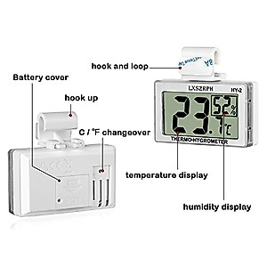 GXSTWU Reptile Hygrometer Thermometer LCD Display Digital Reptile Tank Hygrometer Thermometer with Hook Temperature Humidity Meter Gauge for Reptile Tanks, Terrariums, Vivarium (2 Packs)