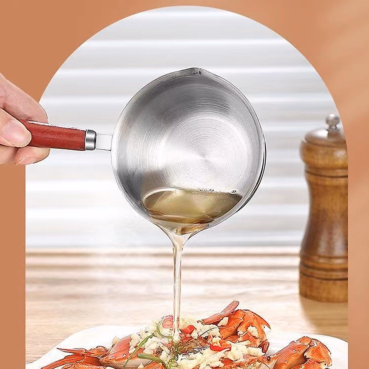 Mini Butter Warmer Pot, 300ml Premium Stainless Steel Design Oil Warmer Pan for Frying Drizzling and Pouring
