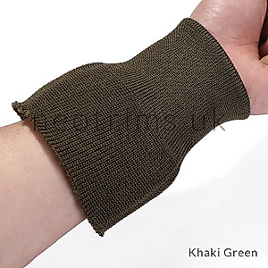 Rib Knit Cuff Pair for Replacement Repair Cuffing Old Jackets Bombers. No Side Seams, Seamless Tubular Ribbing Fabric. Also for para Jackets and Denison Smock, Neotrims (Khaki Green, 2 Pieces)