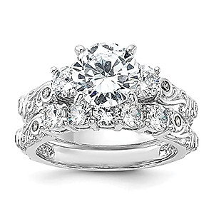 IceCarats 925 Sterling Silver Cubic Zirconia CZ Wedding Band Engagement Ring Bridal Jewelry Set Size 8