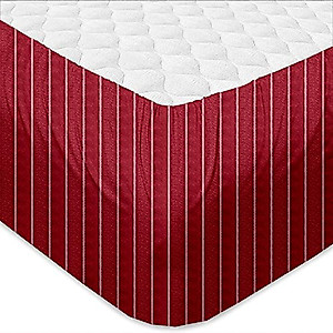 Sheets Queen Egyptian Cotton 400 Count 4 Pieces Easy Fit - Breathable & Cooling Sheets Pinstripe Burgundy