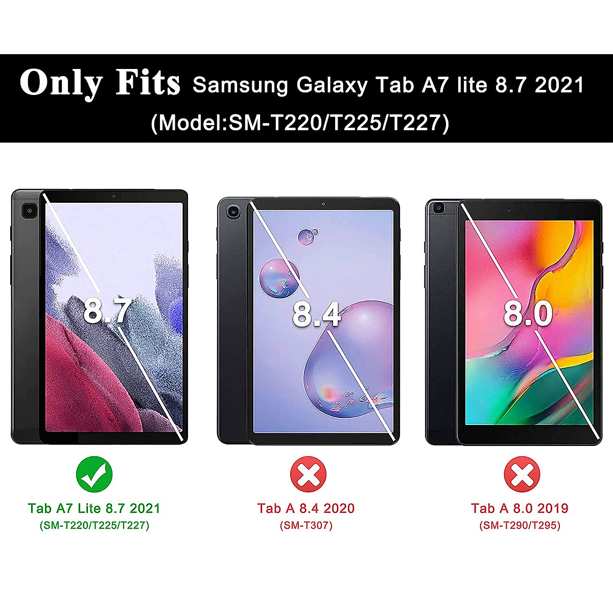 Soke Galaxy Tab A7 Lite Case 2021 8.7 Inch, Premium Shock Proof Stand Folio Case, Multi- Viewing Angles, Hard PC Back Cover for Samsung Galaxy Tab A7 Lite Tablet [SM-T225/T220/T227],Black