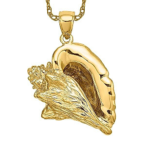 IceCarats 14K Yellow Gold Conch Shell Necklace Charm Pendant 38mm x 29.1mm Only