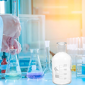 iplusmile Labs Reagent Bottle, 250 mL Soda Glass, Wide Neck with Stopper, Chemistry Sample Glass Bottle with Glass Stopper for Reagent