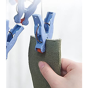 SHZMJL Foldable Clothes Drying Hanger with 29 Clips-Drip Hanger-Sock，Laundry Drying Rack Hanger for Socks Bras，The Clips Release Quickly,Large Clamp of Imitation Turbine (White)