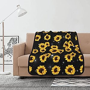 Sunflower Blanket Soft Warm Plush Blankets Flower Plant Throw Blanket for Adults Kids Bed Sofa Office 60"x50"