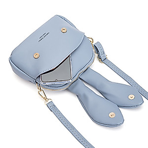 Fashion girl small crossbody shoulder bag cute rabbit ear shape zipper PU messenger bags coin purse for women