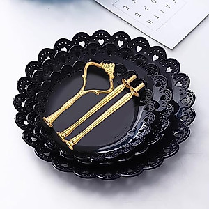 Set of 4pcs Black Halloween Cupcake Stand Plastic Dessert Tray Severing Plate Fruit Holder for Birthday Party Baby Shower Wedding Tea Party