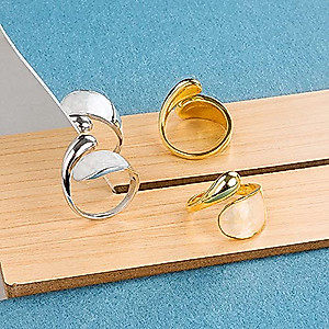 HUANXI 925 Women'S Sterling Silver Fashion Simple Adjustable Ring White, One Size