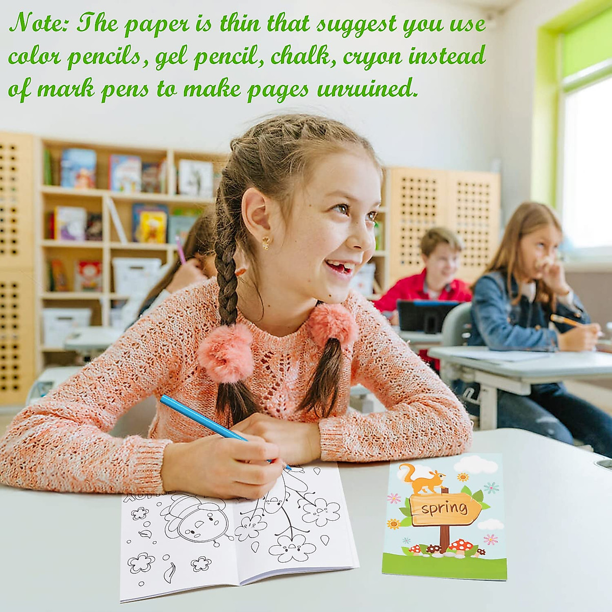 MALLMALL6 24Pcs Spring Coloring Books for Kids Age 2-4,4-8 Birthday Gift with Flower Butterfly Birds Bee Rabbit Design Goodie Bag Filler Party Favor Supplies for Home School Classroom Activity