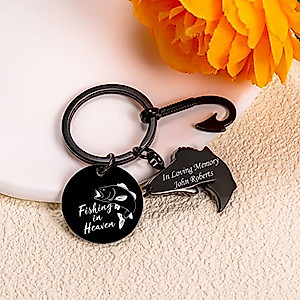 Fishing in Heaven Cremation Urn Keychain Fish Memory Key Tag -Fish Urn Memorial Keychain-Ashes Keychain Cremation Jewelry (Customize your fish)